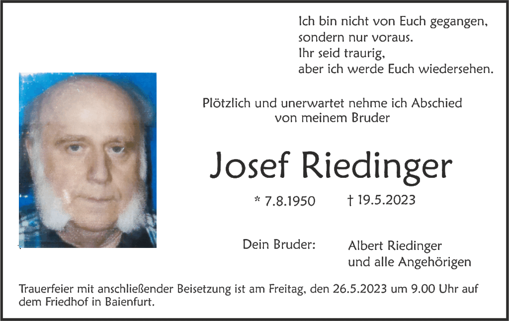 Josef Riedinger – Bestattungen Wohlschiess